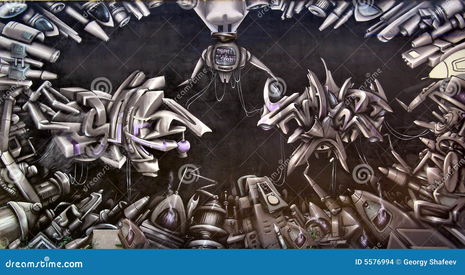 Robotic graffiti editorial stock image. Image of concept - 5576994
