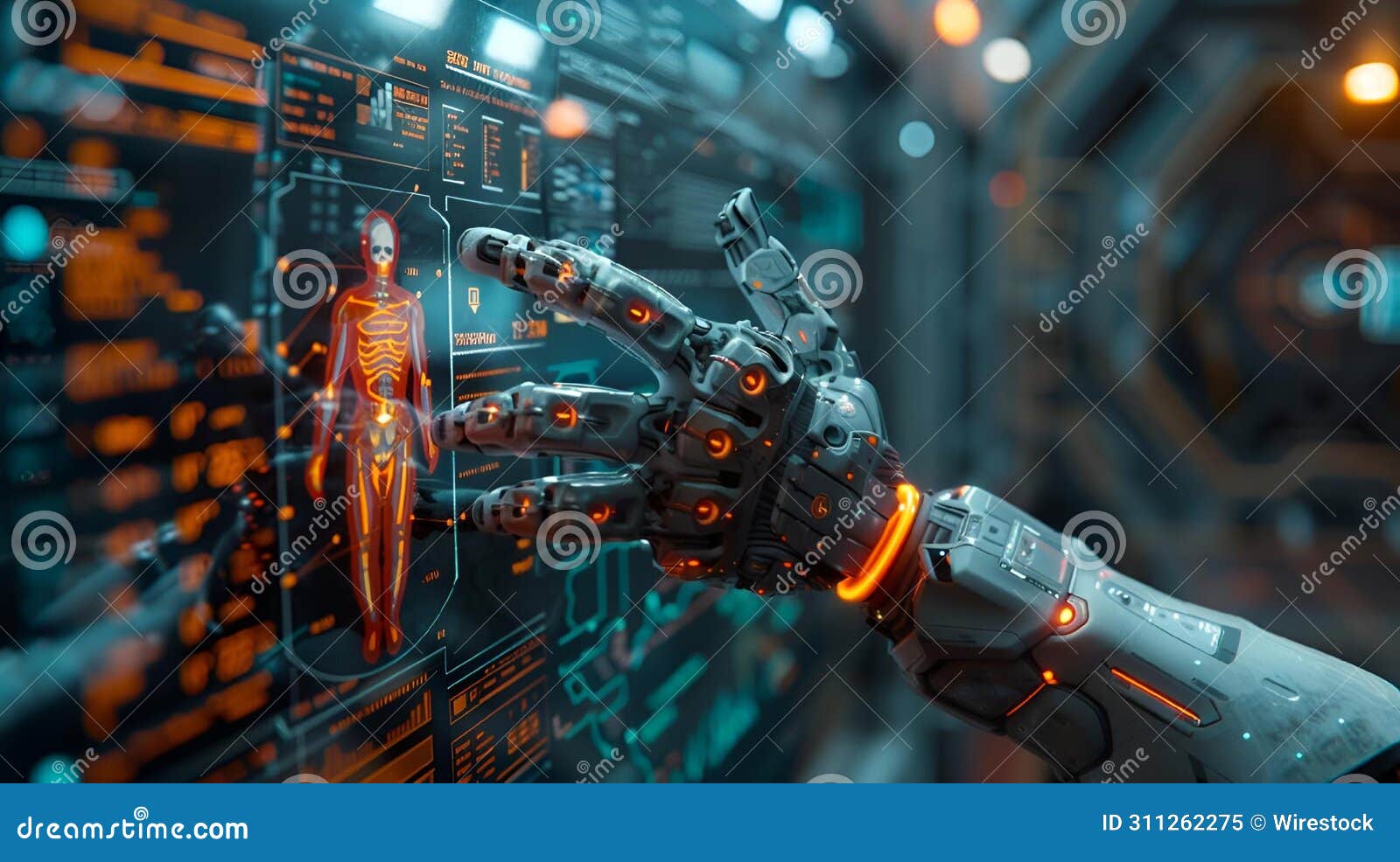 Robotic Hand Activating a Button on a Machine Screen, AI-generated ...