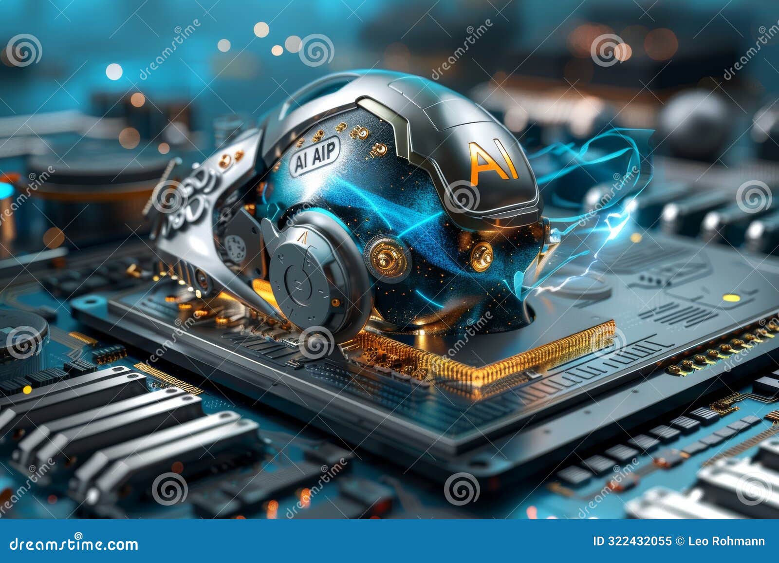 Robotic Hand with AI Circuits, Illustrating the Precision and ...
