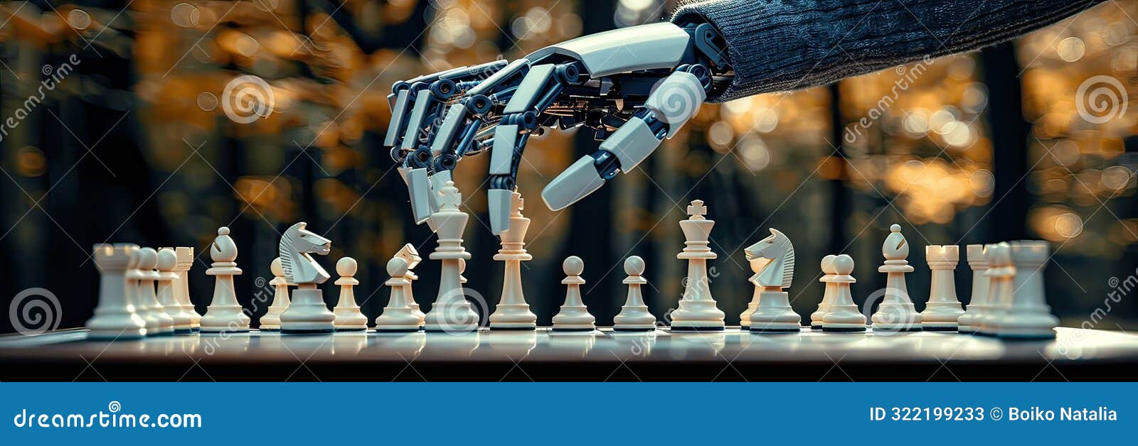 A Robot with Artificial Intelligence Plays Chess. Hand Close-up on a ...
