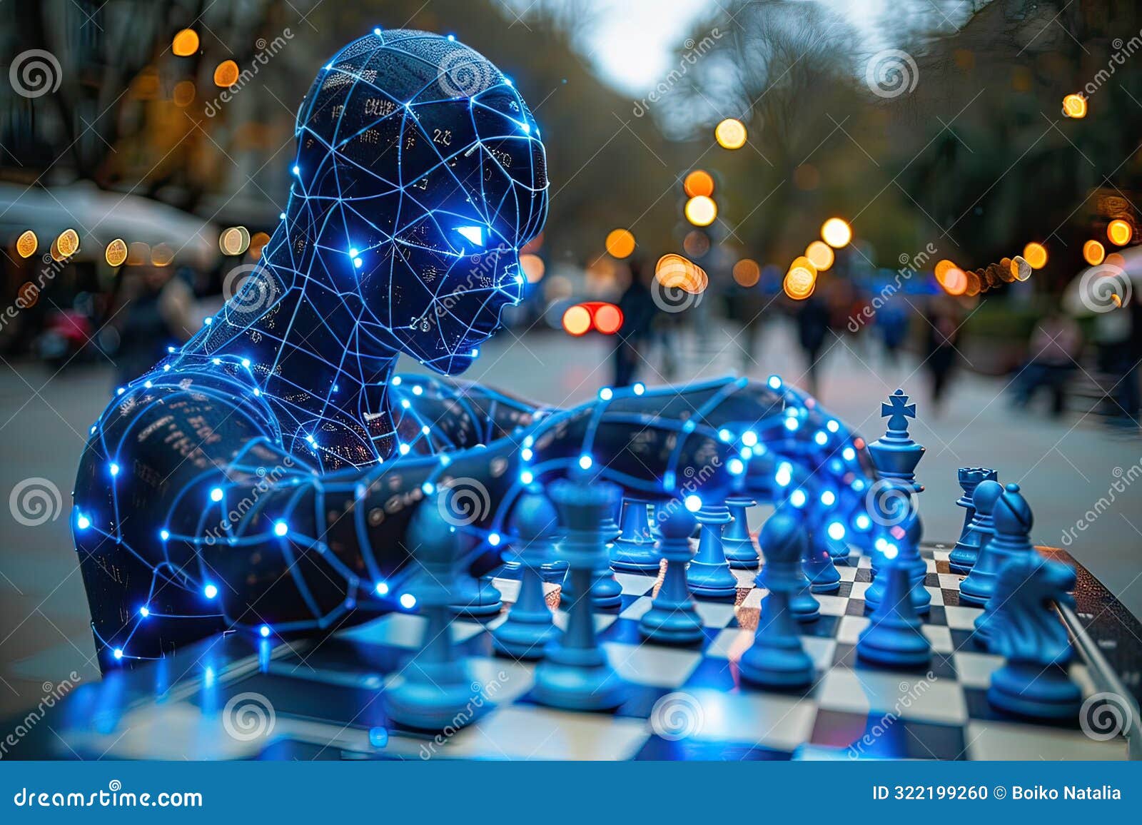 A Robot with Artificial Intelligence Plays Chess. Hand Close-up on a ...