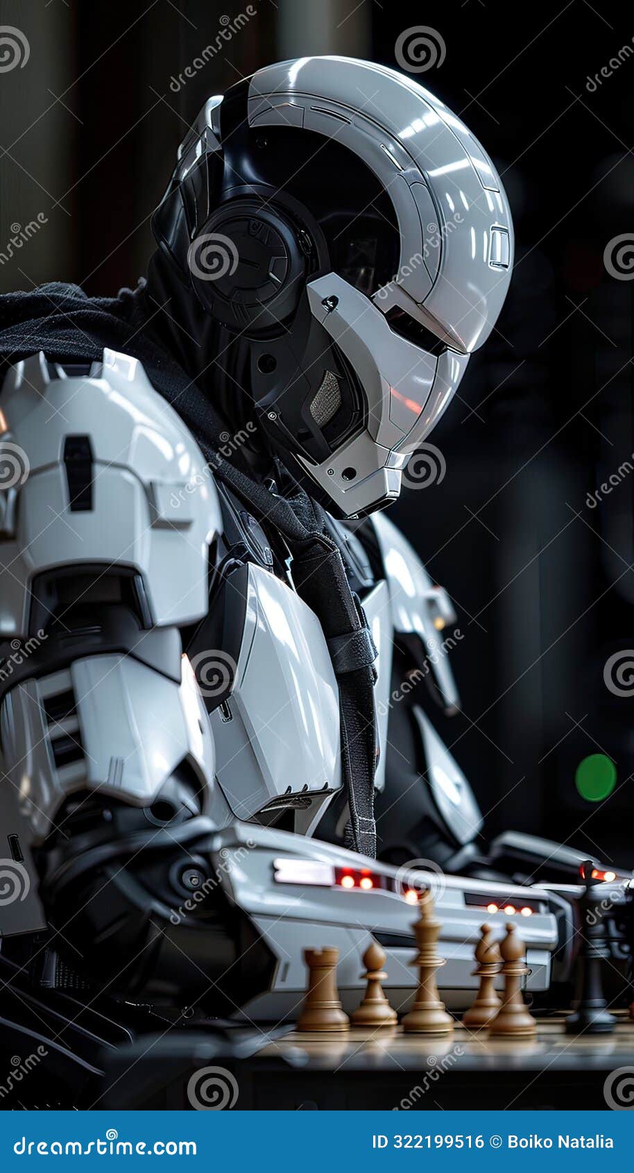 A Robot with Artificial Intelligence Plays Chess. Hand Close-up on a ...