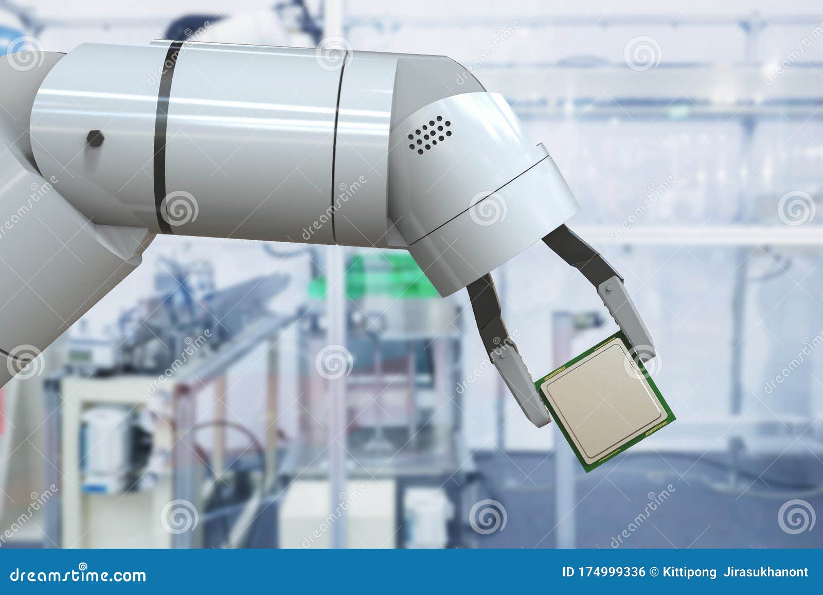 Robotic hand with cpu chip stock illustration. Illustration of ...