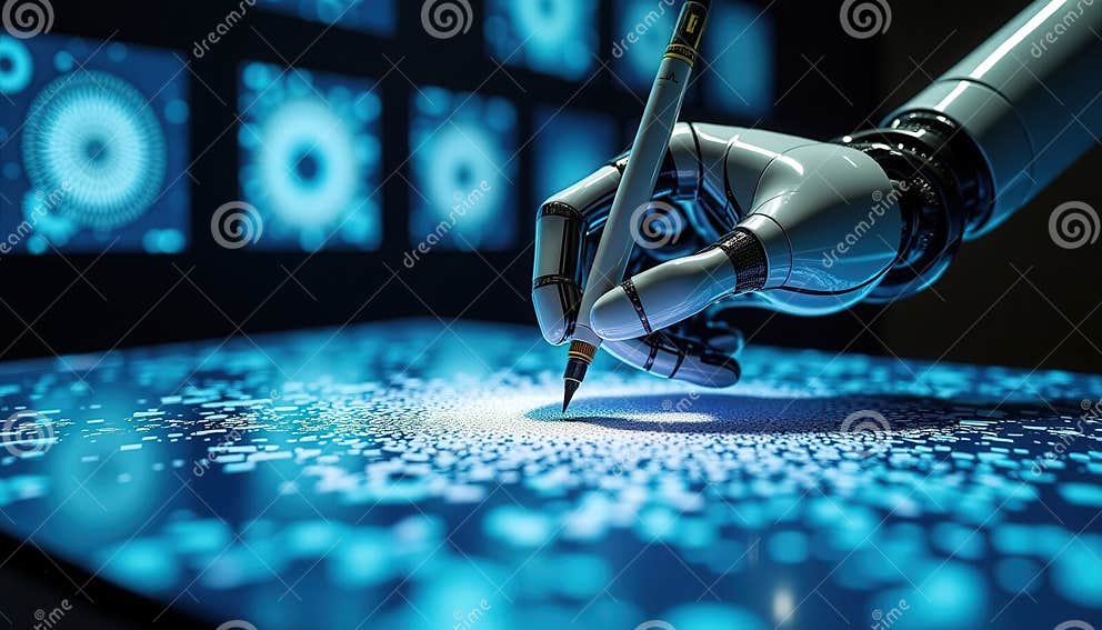 Robotic Hand Creates Intricate Designs on a Futuristic Digital Surface ...