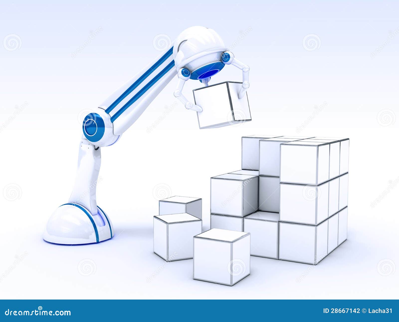 Robotic Hand with cubes stock illustration. Illustration of design ...