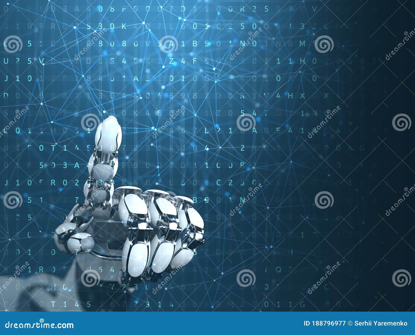 Robotic Hand on Digital Background Stock Illustration - Illustration of ...