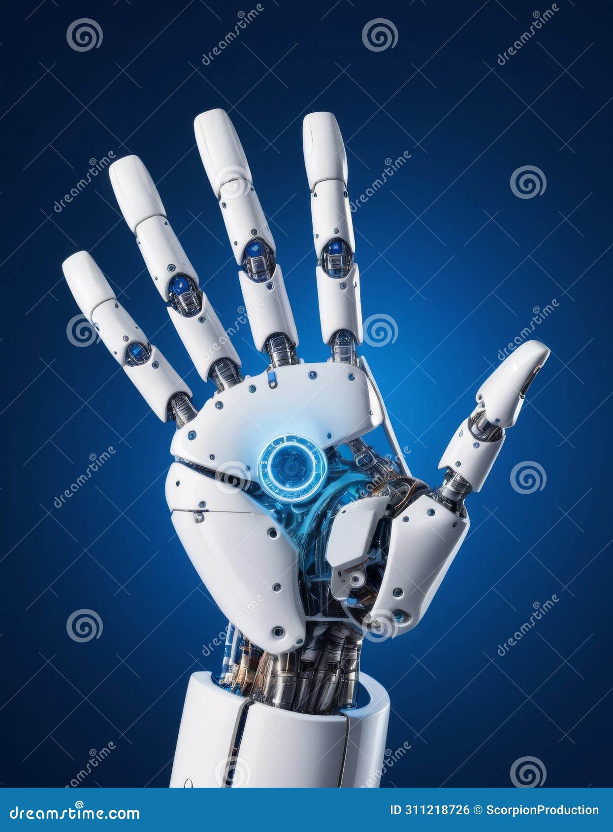 Robotic Hand with Exposed Mechanics Stock Photo - Image of dexterity ...