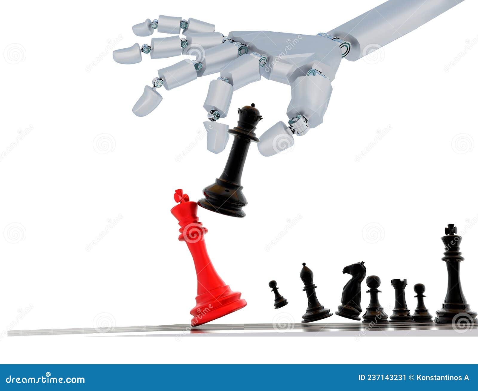 Robotic Hand Fingers Playing Chess - 3d Rendering Stock Illustration ...
