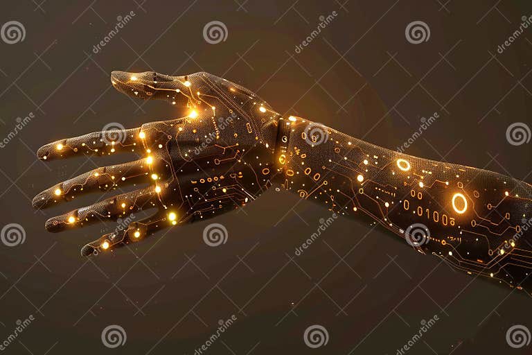 Futuristic Human Machine Interface a Glowing Arm Encompassing Advanced ...