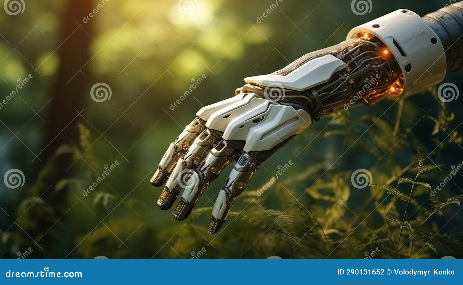 A Robotic Hand with Glowing Lights in the Palm. Generative Ai Stock ...