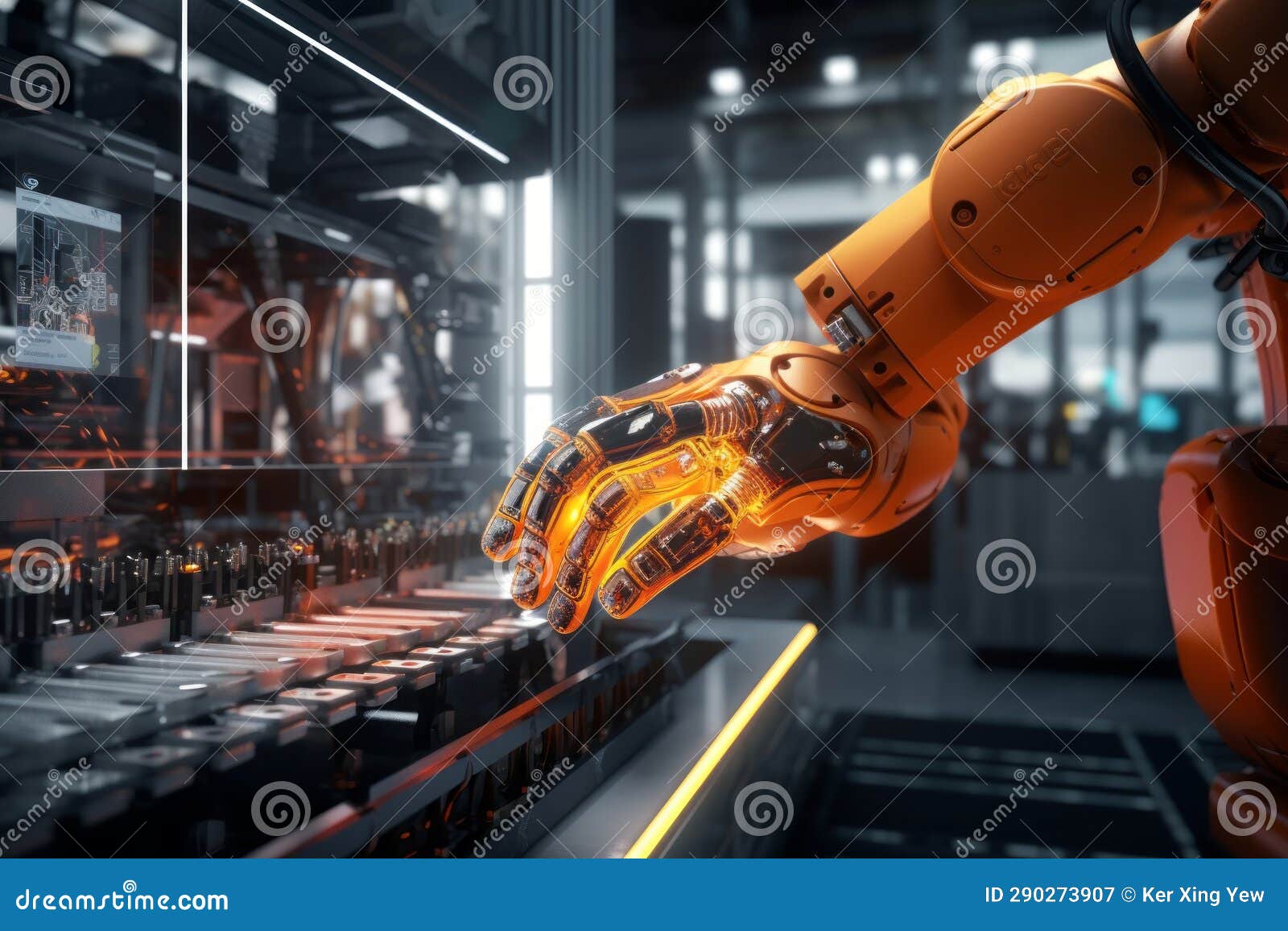 Robotic Hand Handling Data Components Stock Illustration - Illustration ...