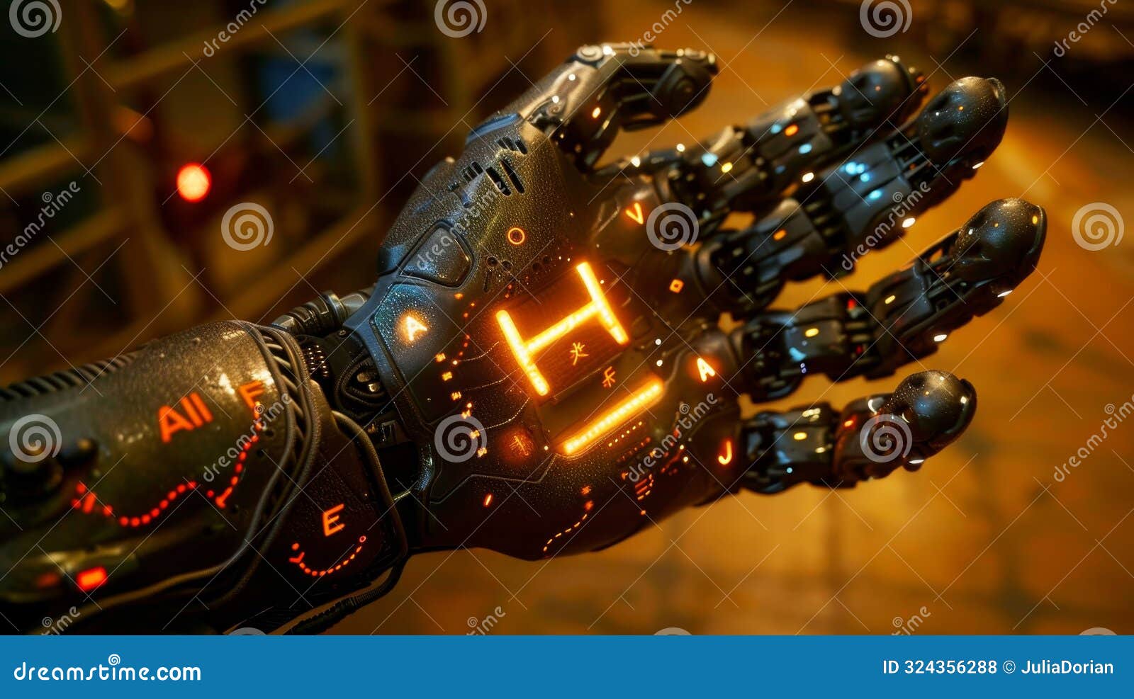 Robotic Hand with Hi Letters Signifying Emerging Artificial ...