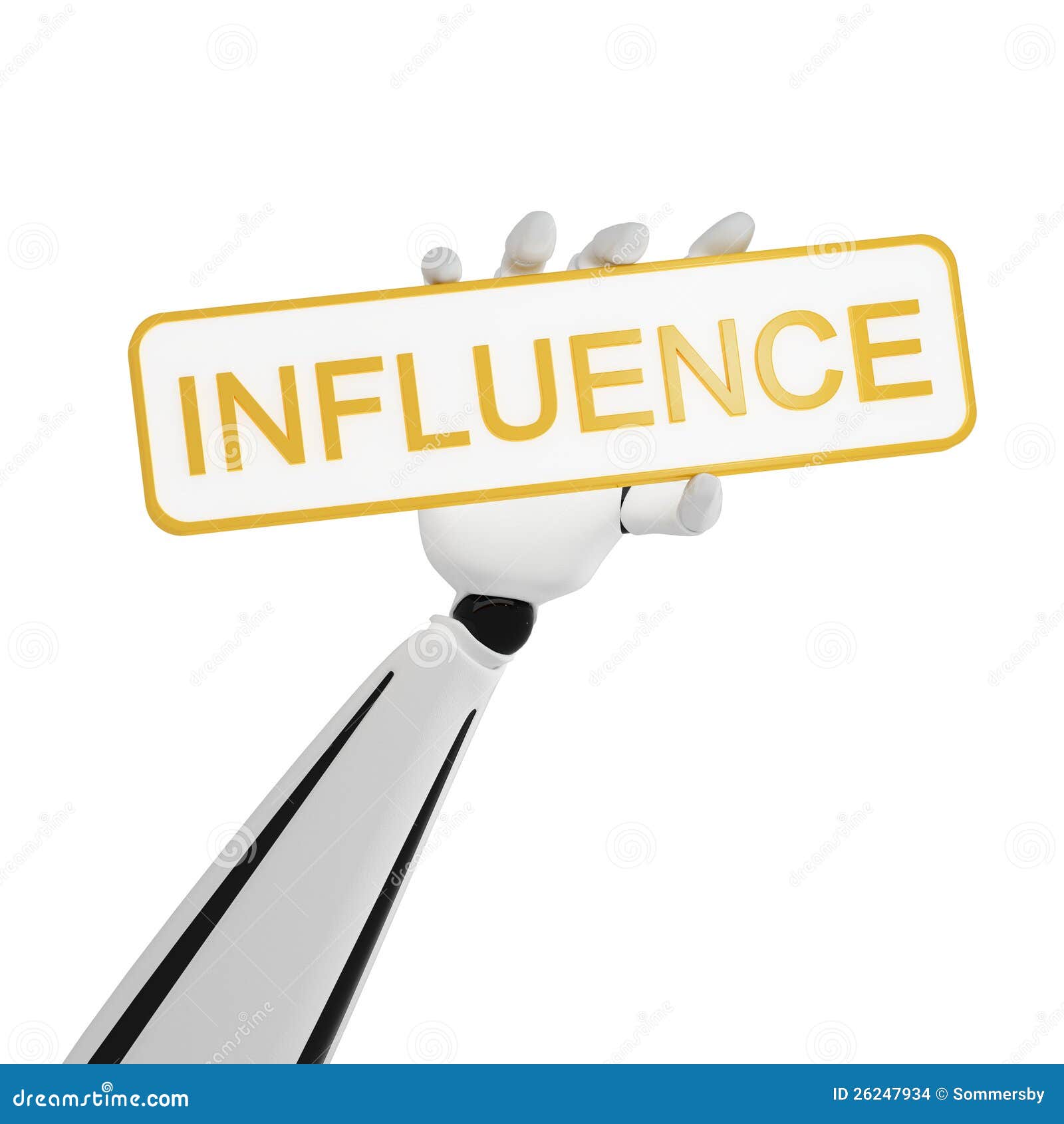 Robotic Hand Hold a Plate with Word Influence Stock Illustration ...