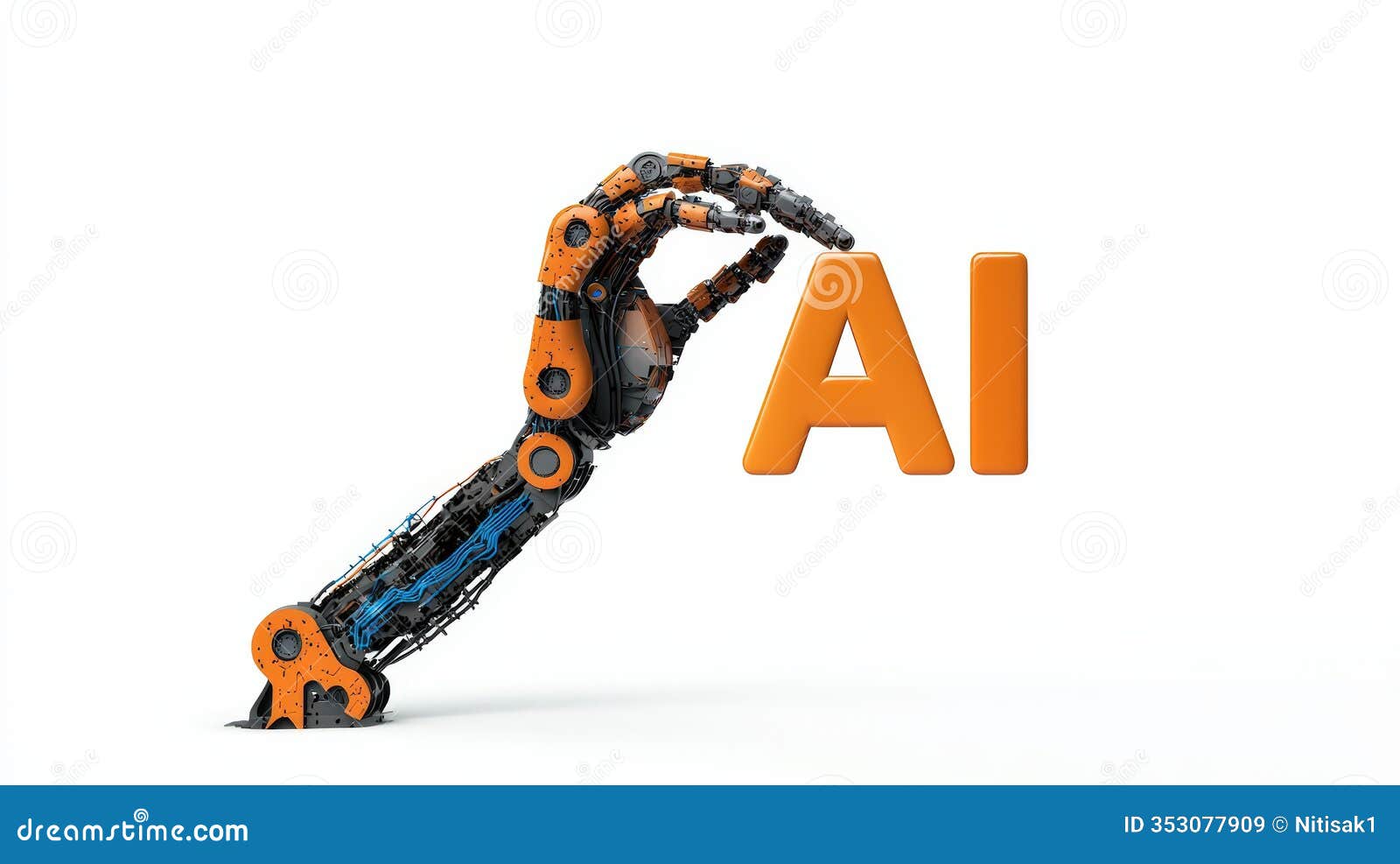 Robotic Hand Holding AI Symbol White Background Stock Illustration ...