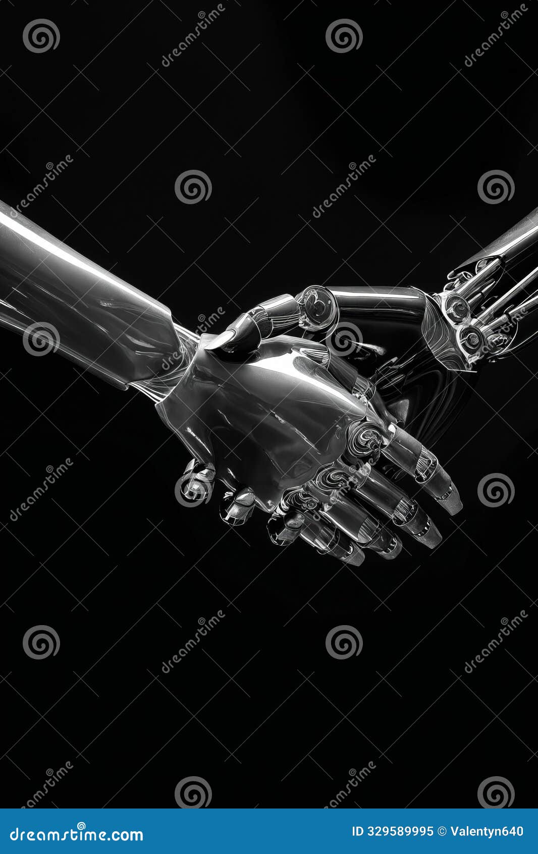 A Robotic Hand Holding Another Robotic Hand in the Air. Generative AI ...