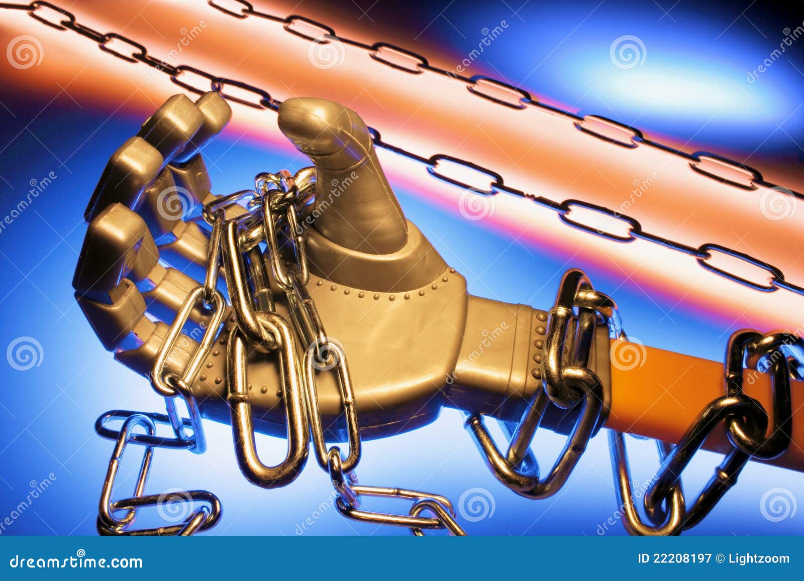 Robotic Hand Holding Chains Stock Image - Image of life, linkage: 22208197