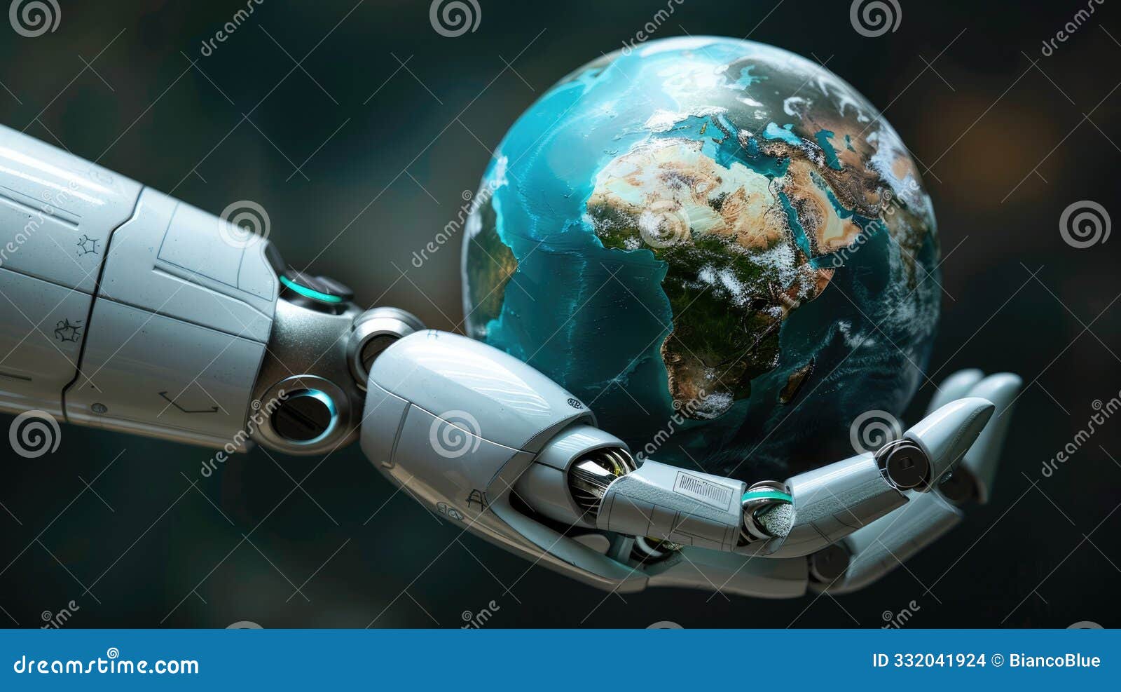 A Robotic Hand Holding the Earth Symbolizes Technology, Connectivity ...