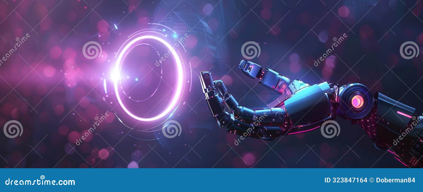 Robotic Hand Holding Glowing Circle, Technology and Innovation Concept ...