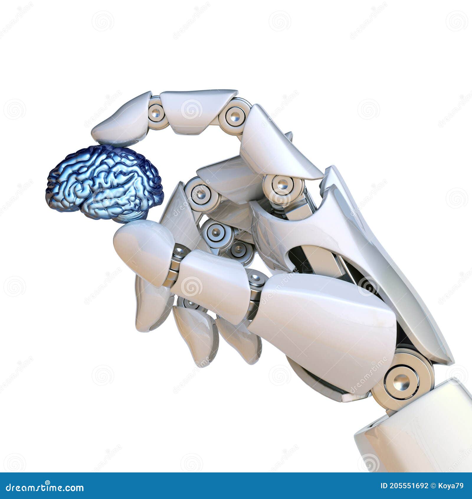 Robotic Hand Holding Human Brain, Artificial Intelligence Concept ...