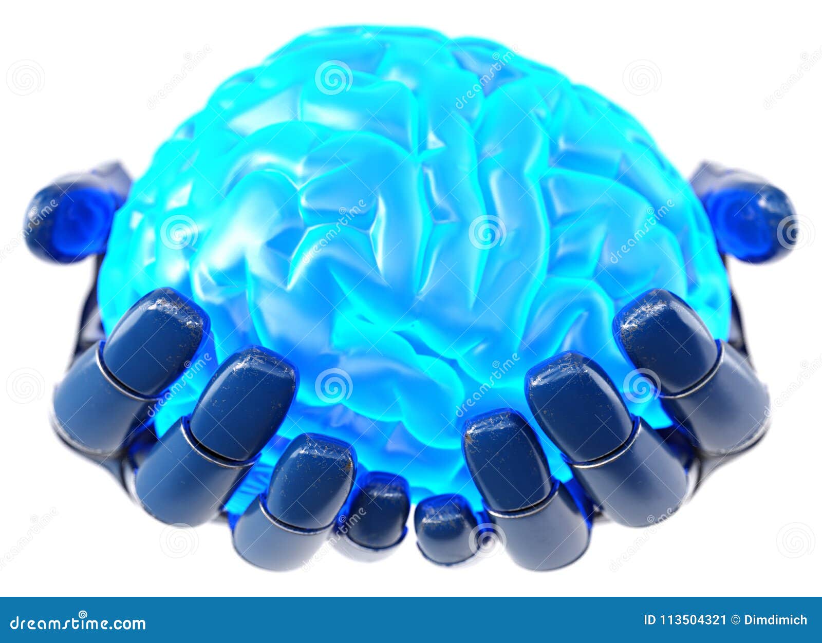 Robotic Hand Holding Human Brain Stock Illustration - Illustration of ...