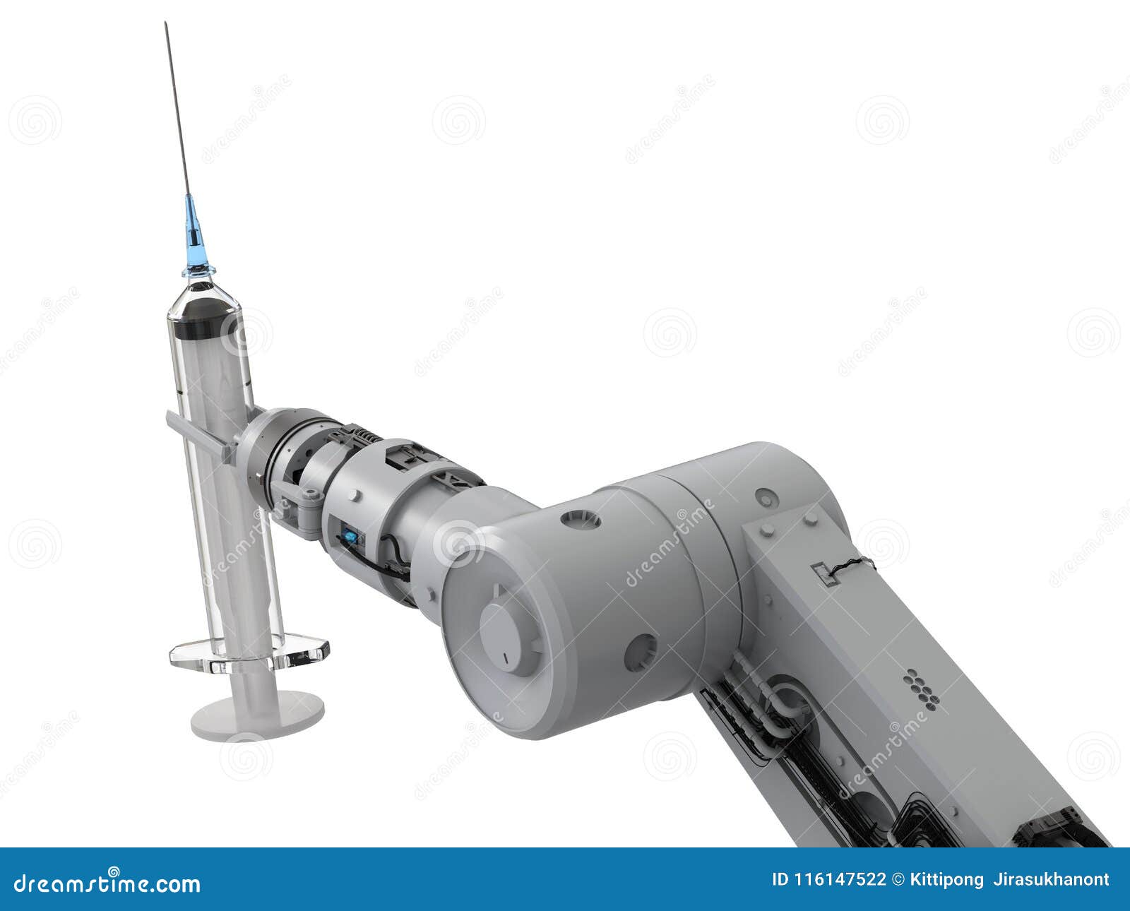 Robotic Hand Holding Syringe Stock Illustration - Illustration of ...