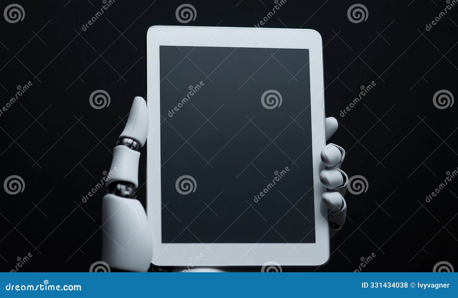 Robotic Hand Holding a Tablet, Blank Screen Stock Photo - Image of ...