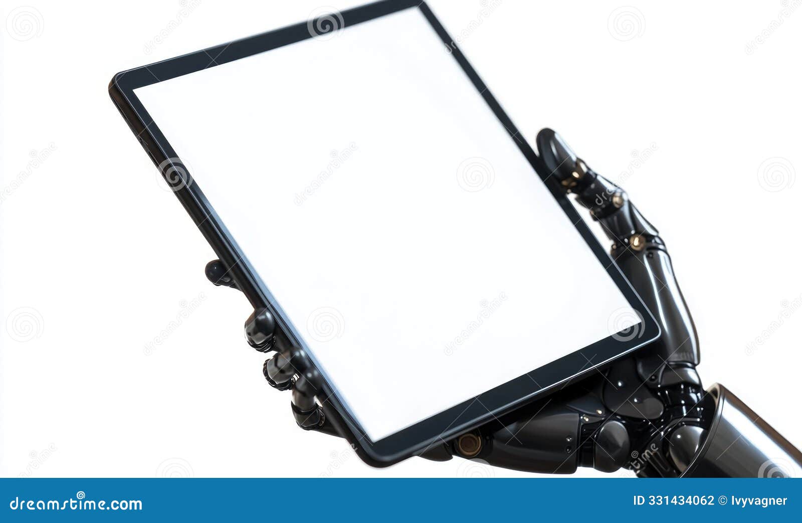 Robotic Hand Holding a Tablet, Blank Screen Stock Photo - Image of ...