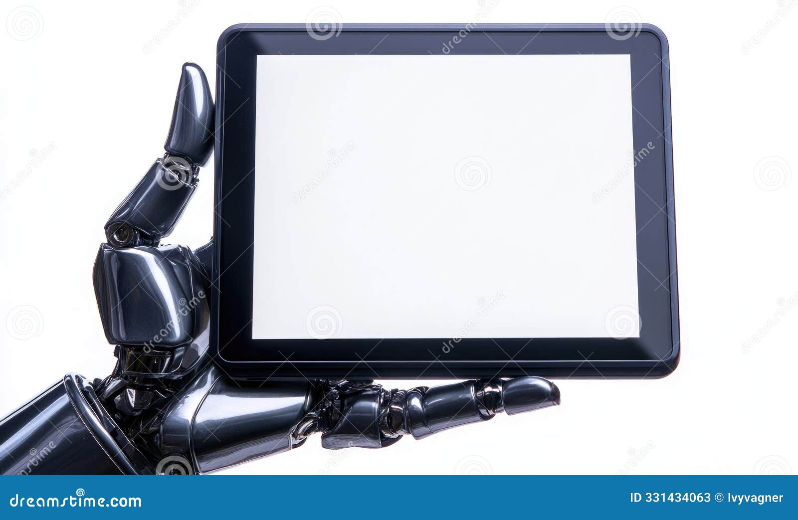 Robotic Hand Holding a Tablet, Blank Screen Stock Image - Image of ...