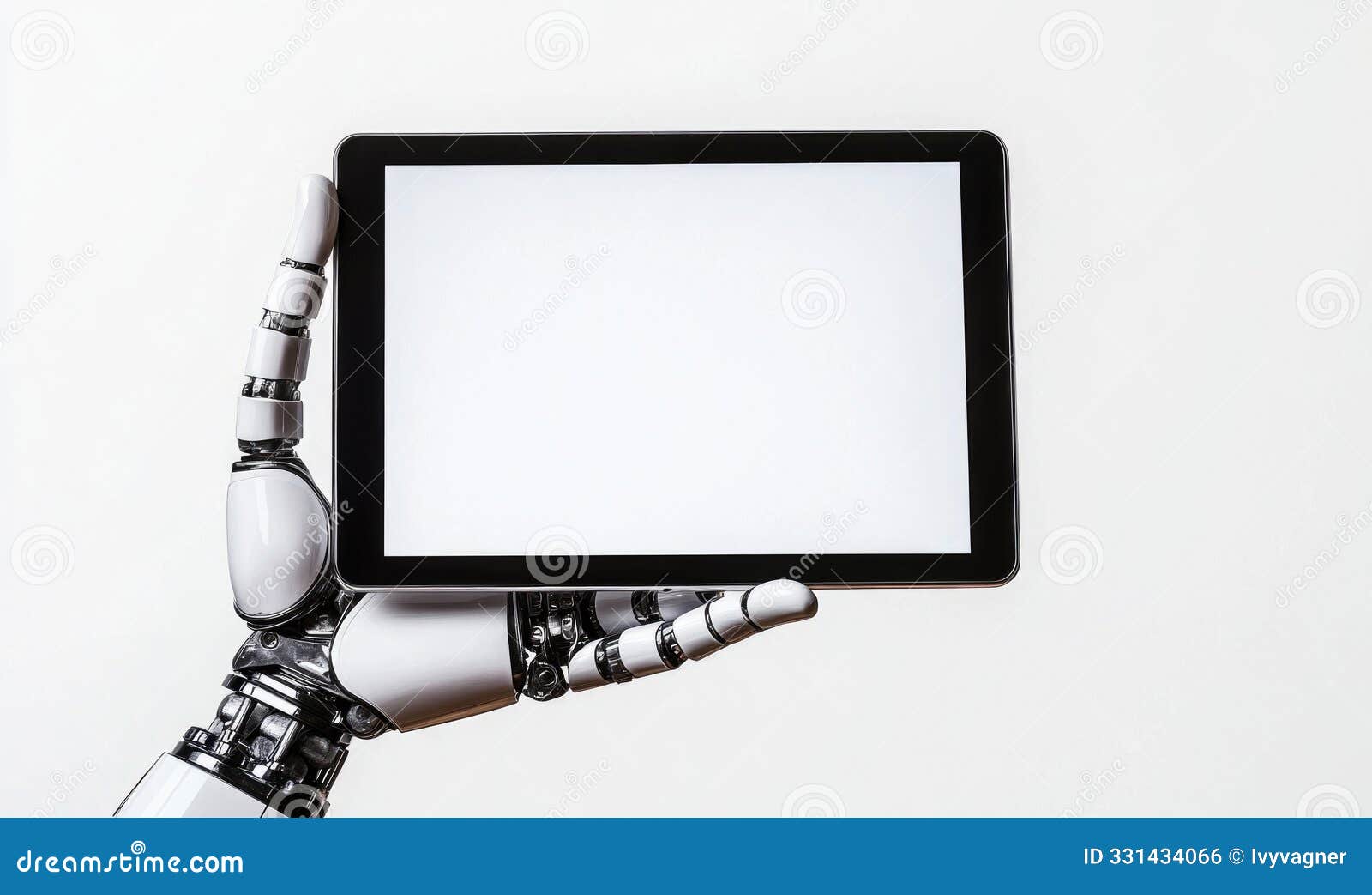 Robotic Hand Holding a Tablet, Blank Screen Stock Photo - Image of ...