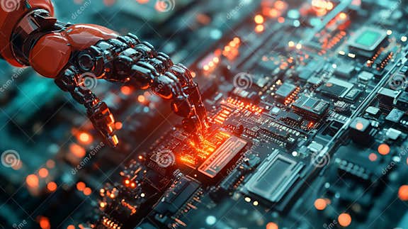 Robotic Hand Interacting with Circuit Board Stock Image - Image of ... Robotic Hand Interacting with Circuit Board Stock Image - Image of ...