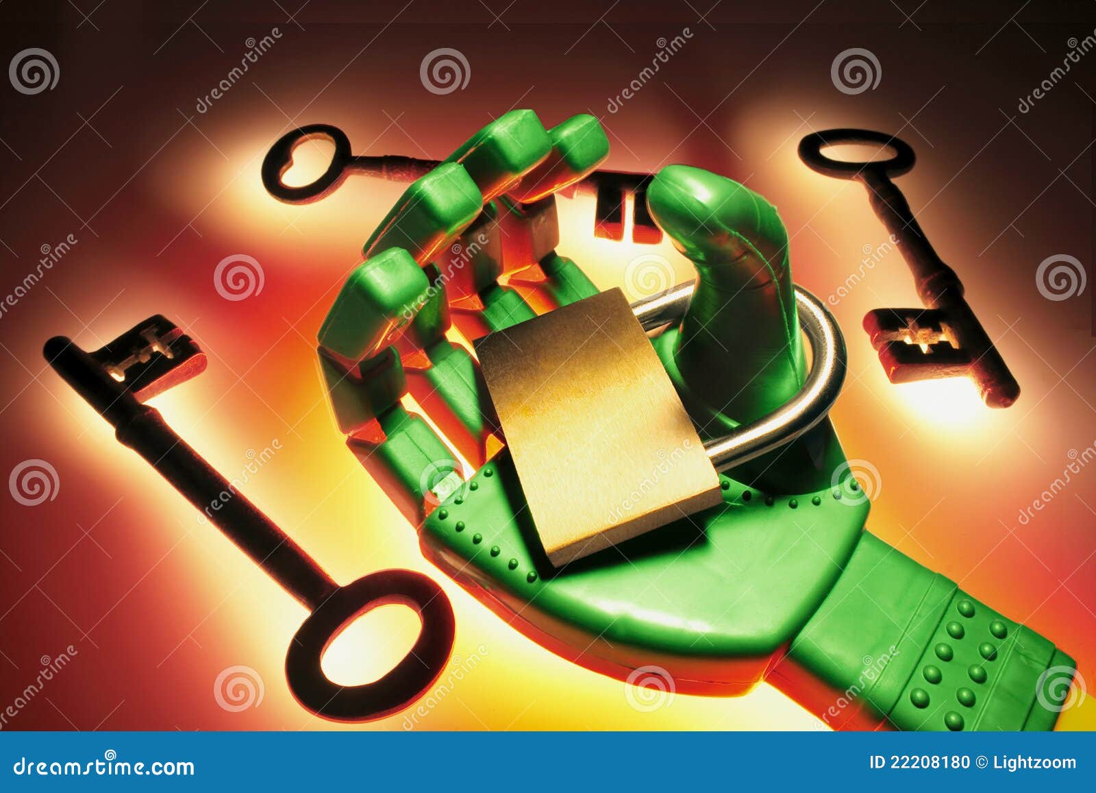 Robotic Hand with Keys and Lock Stock Photo - Image of entry, padlock ...