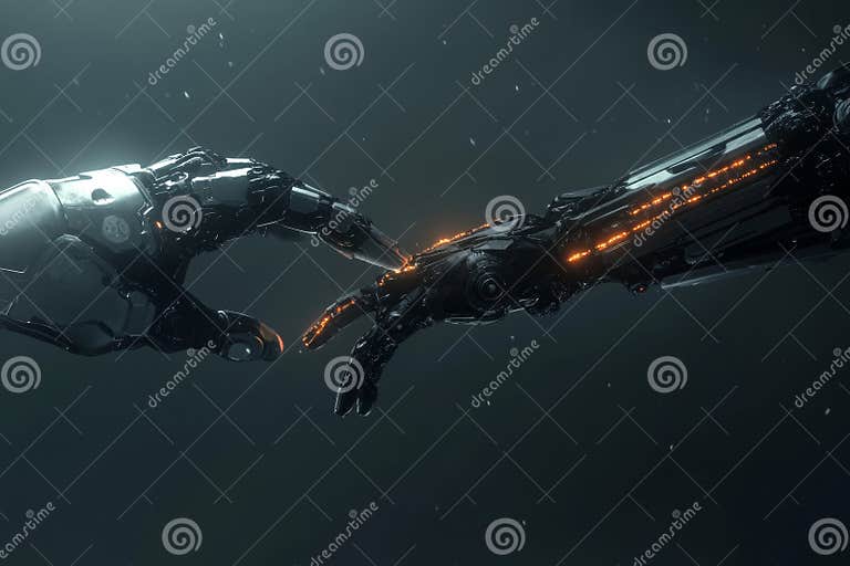 A Robotic Hand Makes Contact with a Human Hand, Symbolizing the Link ...