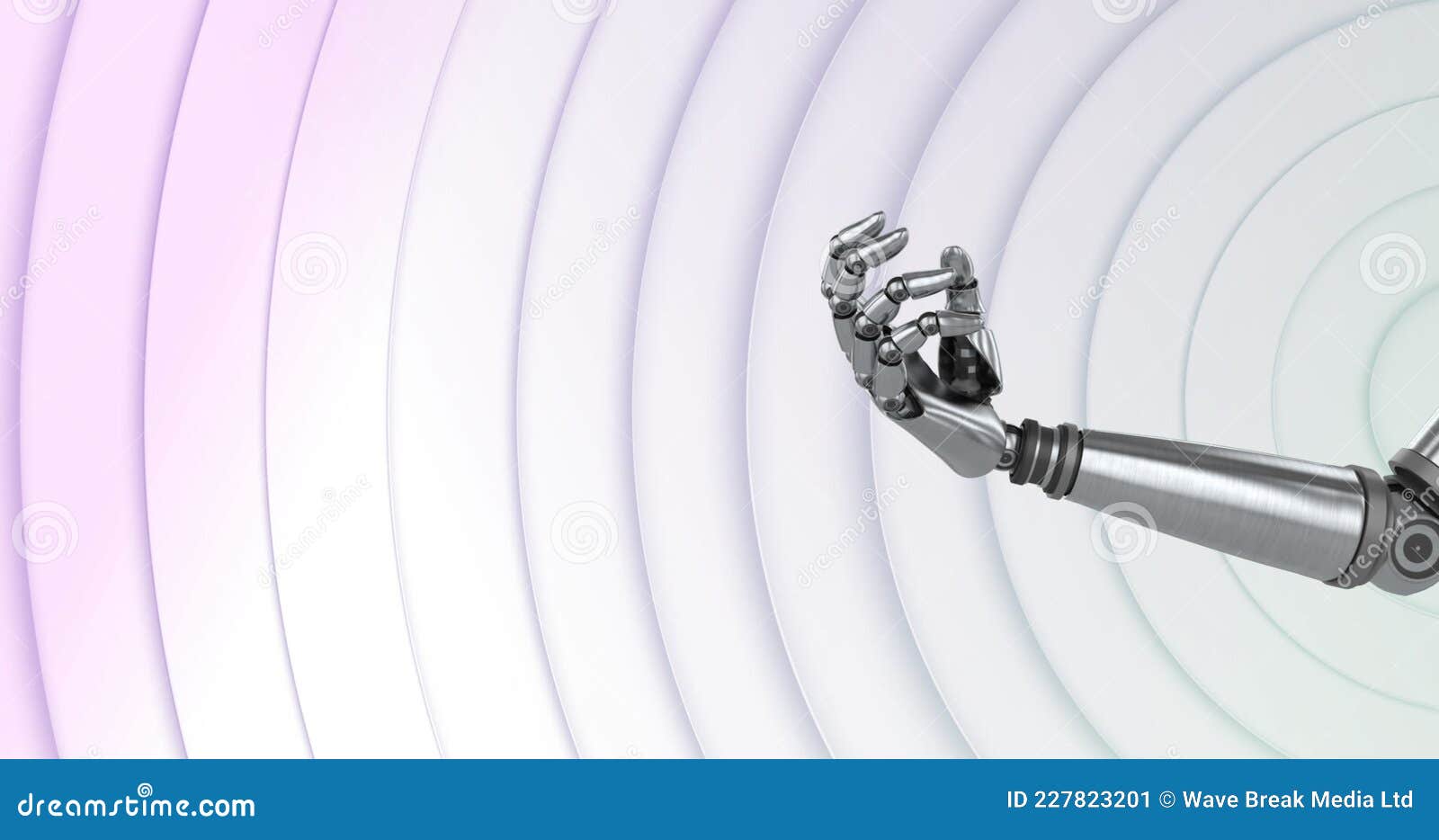 Robotic Hand Moving Against Rows of White Circles Pulsating in ...