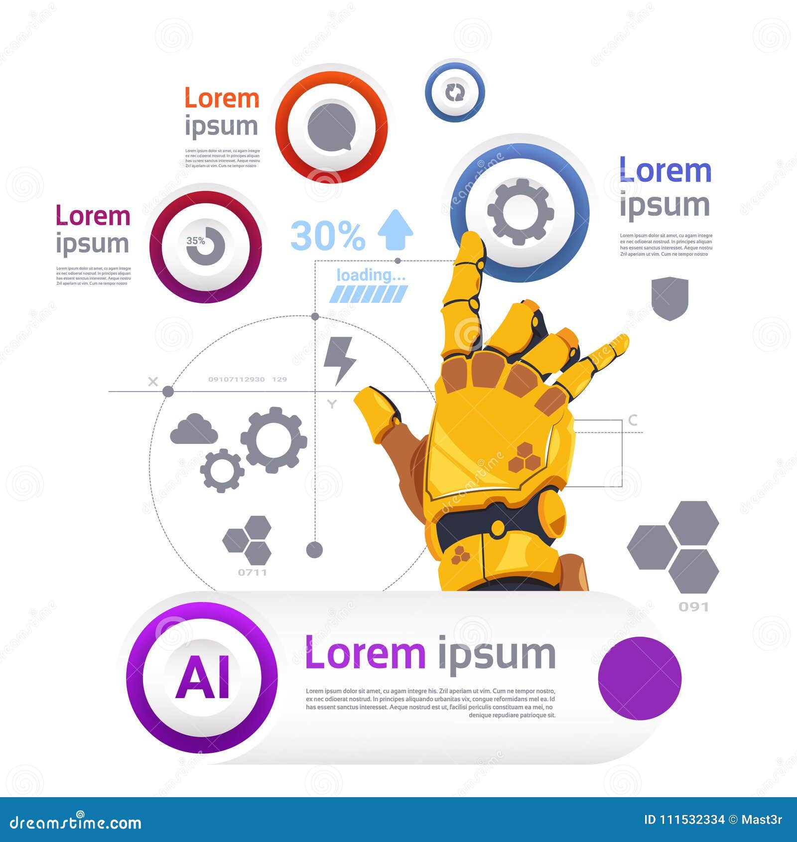 Robotic Hand Over Template Infographics Banner for Modern Robots ...
