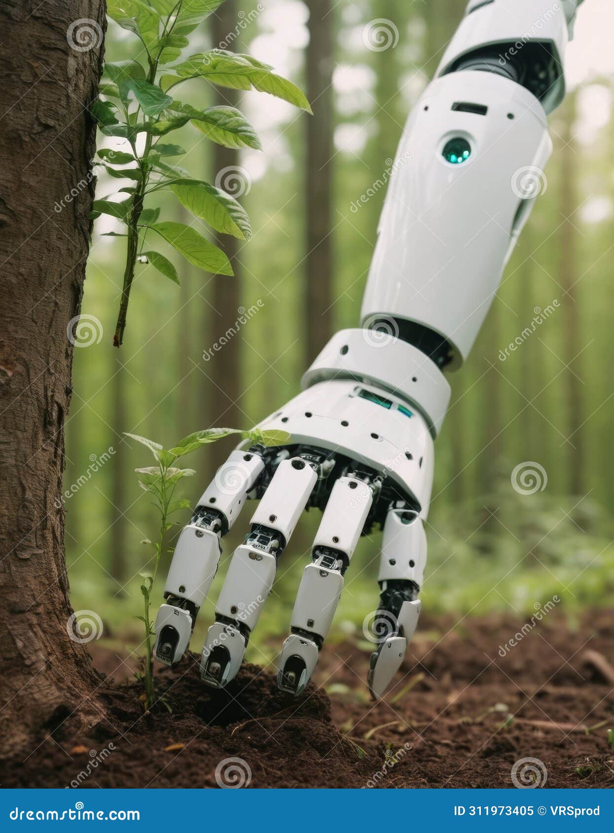 Robotic Hand Planting Sapling Stock Image - Image of botany, delicate ...