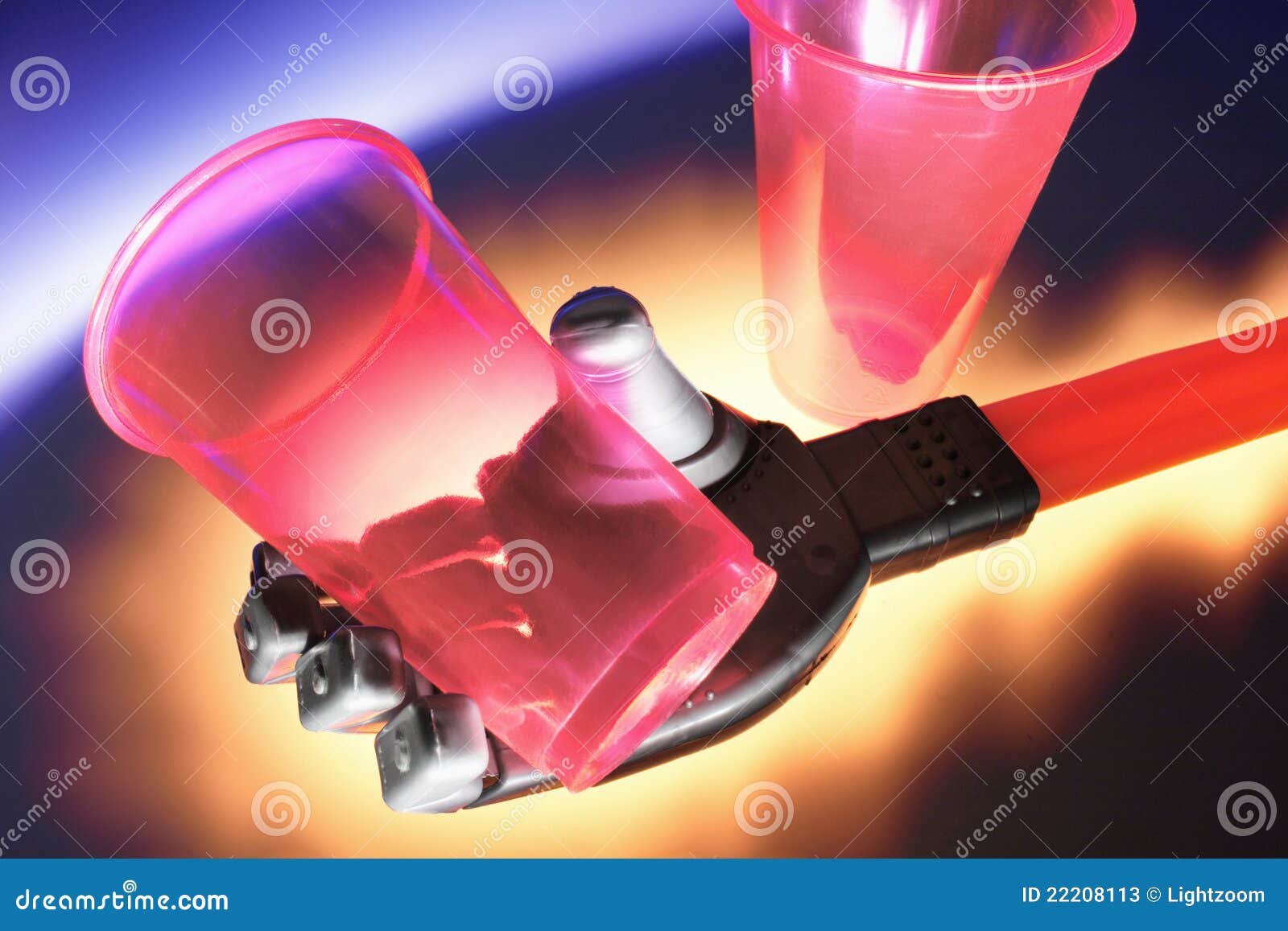 Robotic Hand with Plastic Cups Stock Image - Image of automation, life ...