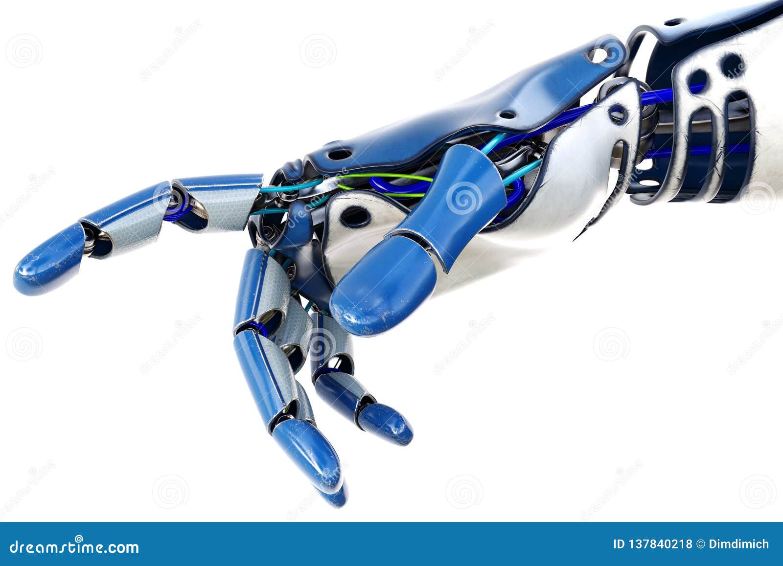 Robotic Hand Pointing Isolated on White Background Stock Illustration ...