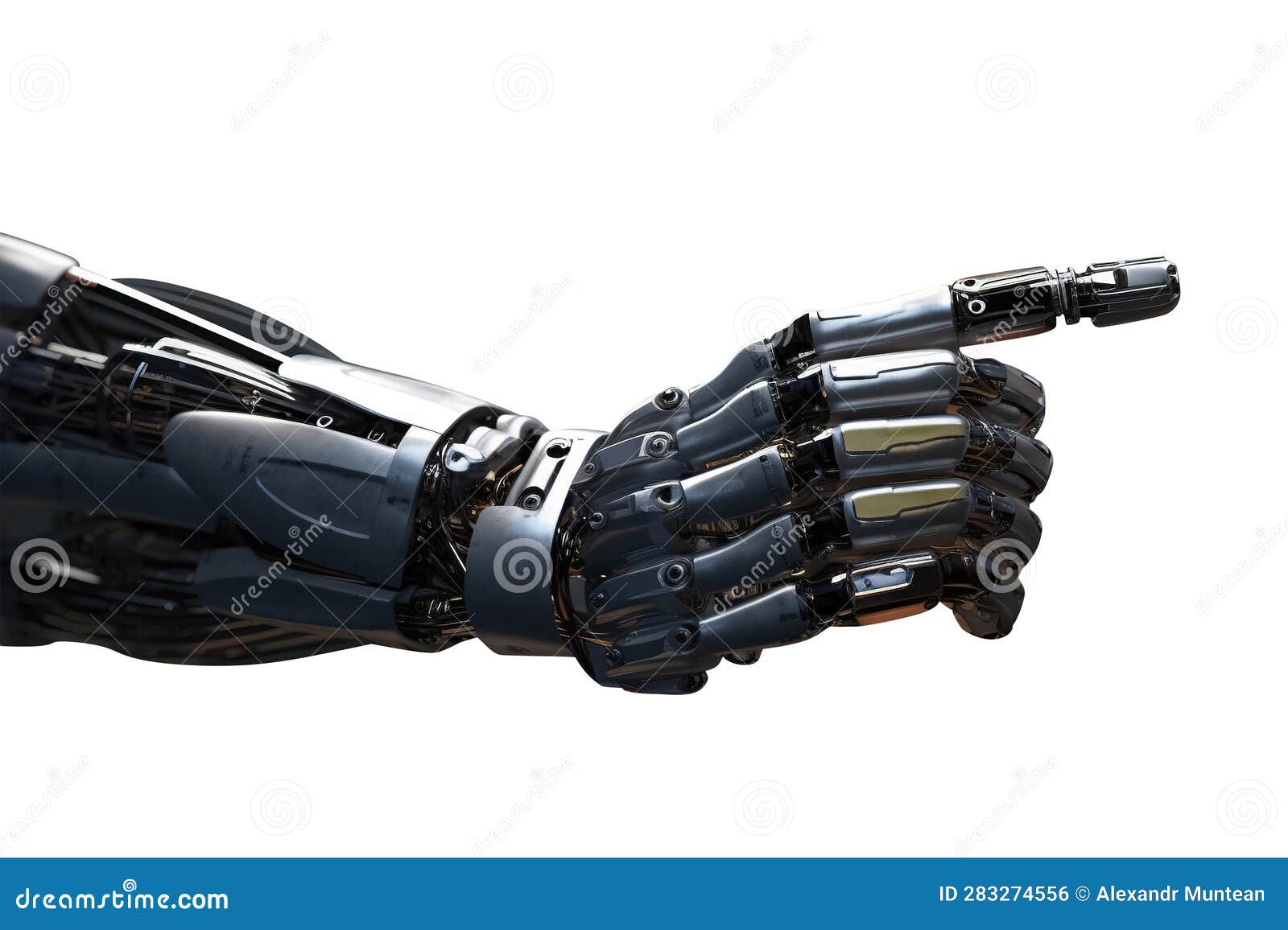 Robotic Hand Pointing Isolated on White Background. Stock Illustration ...