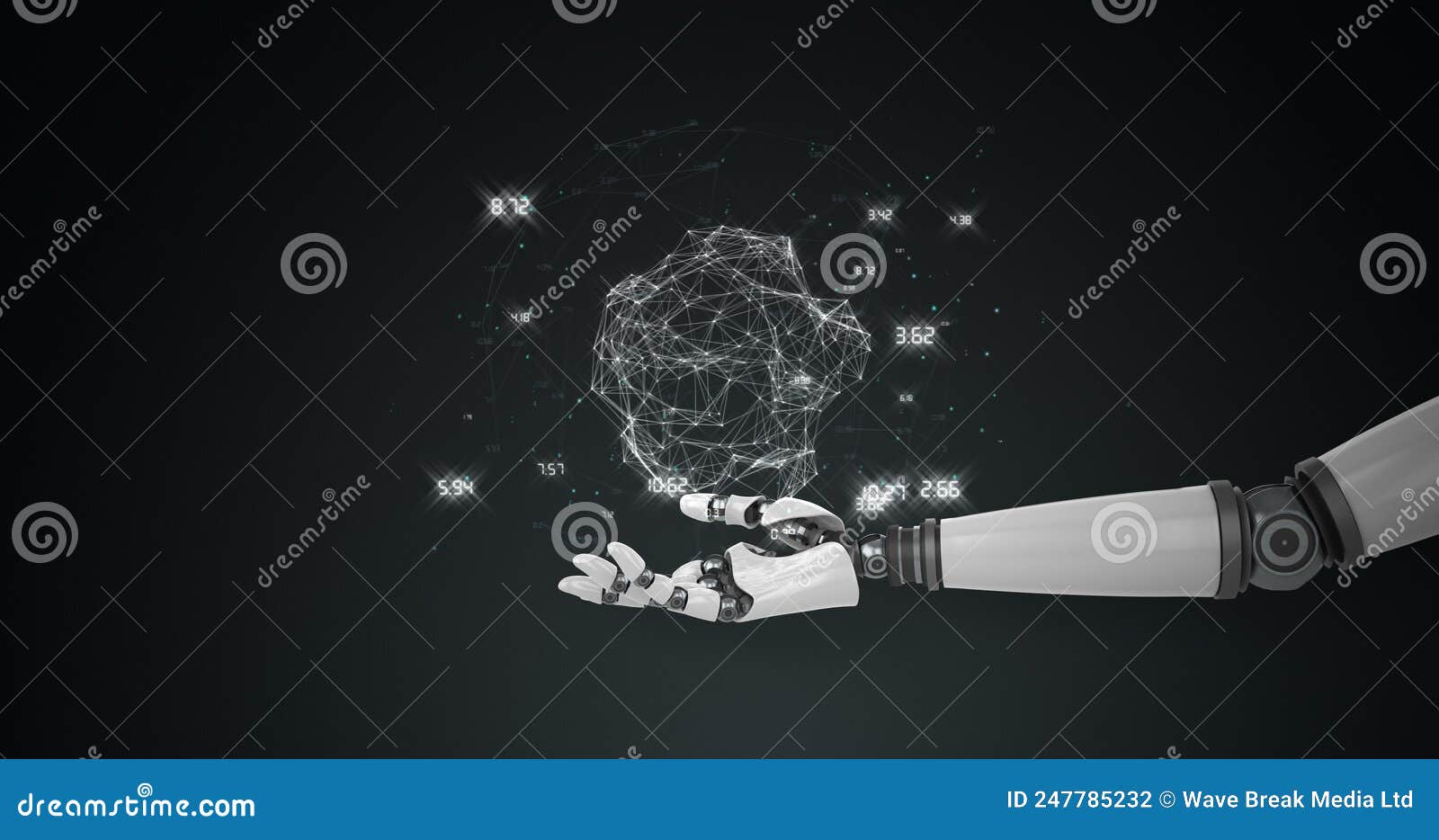 Robotic Hand Presenting Polygon Structure Against Black Background ...
