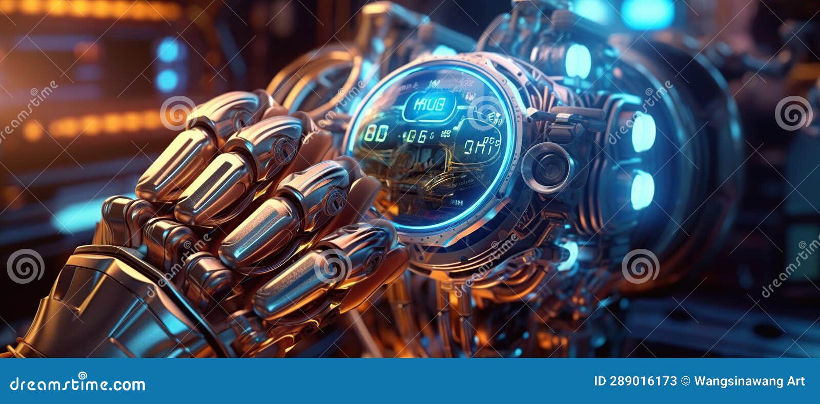 Robotic Hand, Presses the Start Button Stock Image - Image of dashboard ...