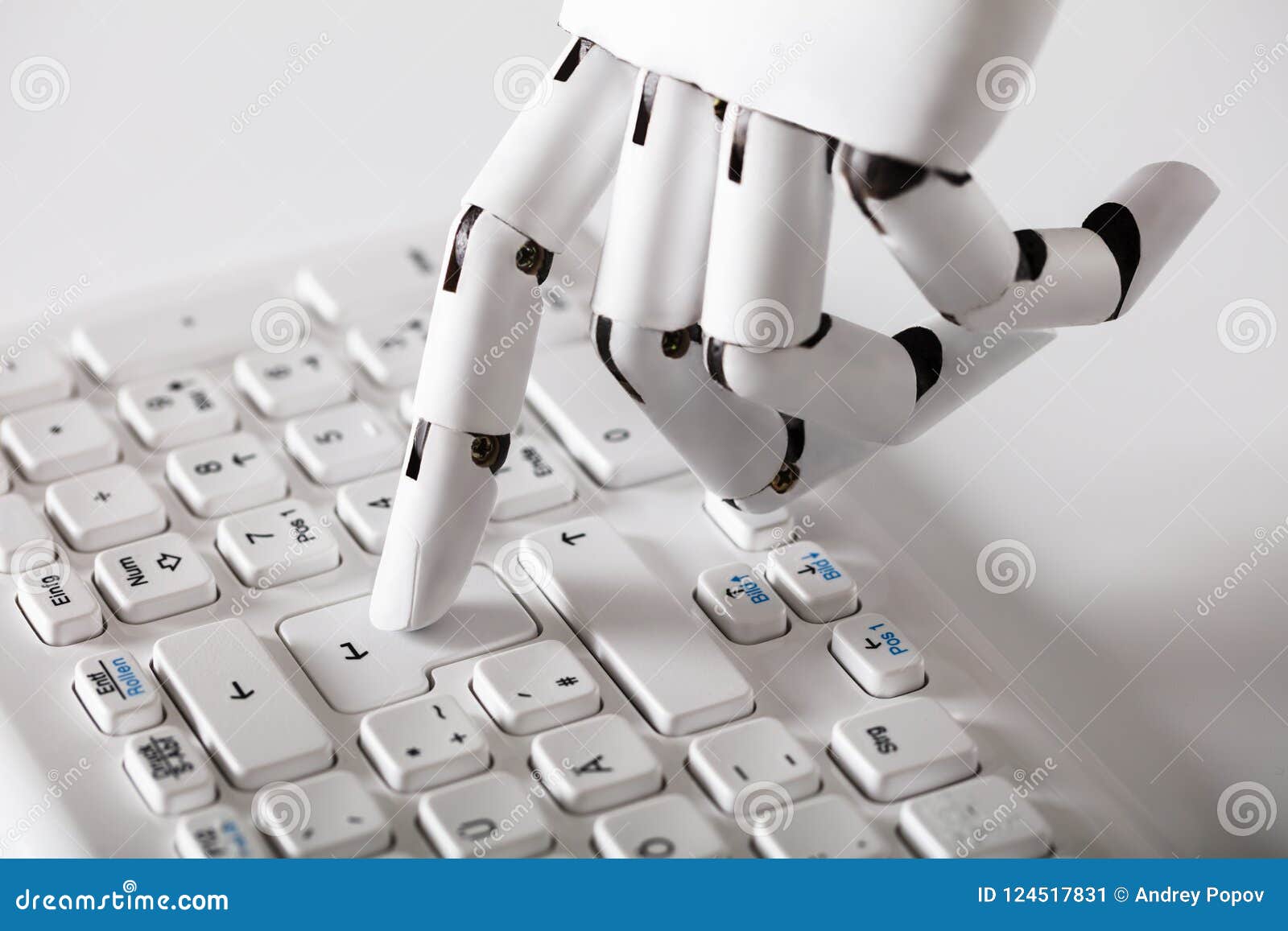 Robotic Hand Pressing Enter Key Stock Image - Image of creativity ...
