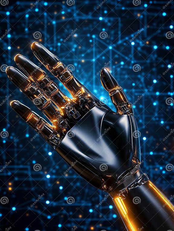 Robotic Hand Reaching Forward Futuristic Technology Artificial ...