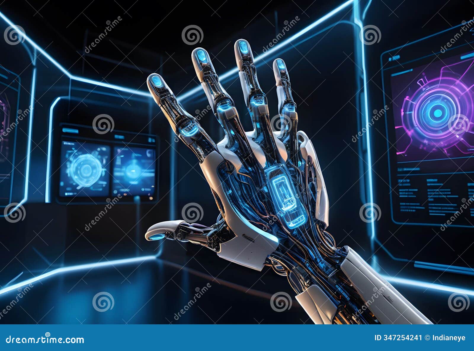 A Robotic Hand is Reaching Out To a Computer Screen Ai Generated Stock ...