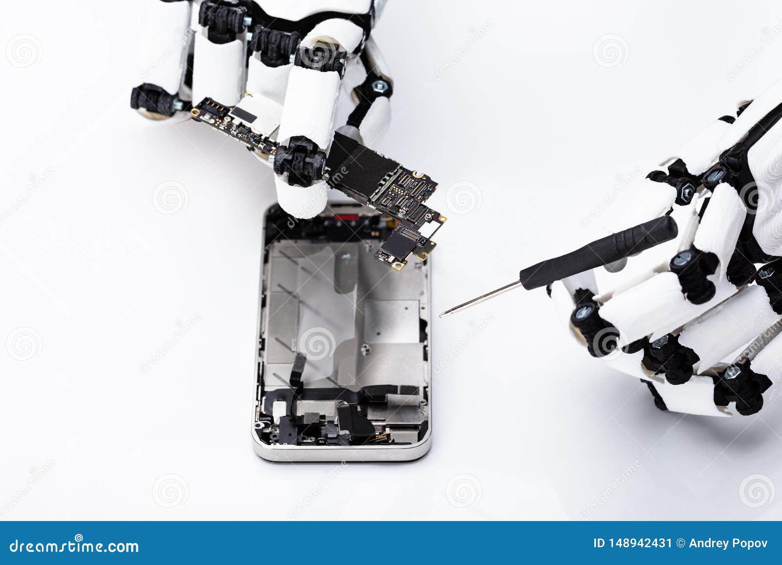 Robotic Hand Repairing Mobile Phone Stock Image - Image of fixing ...