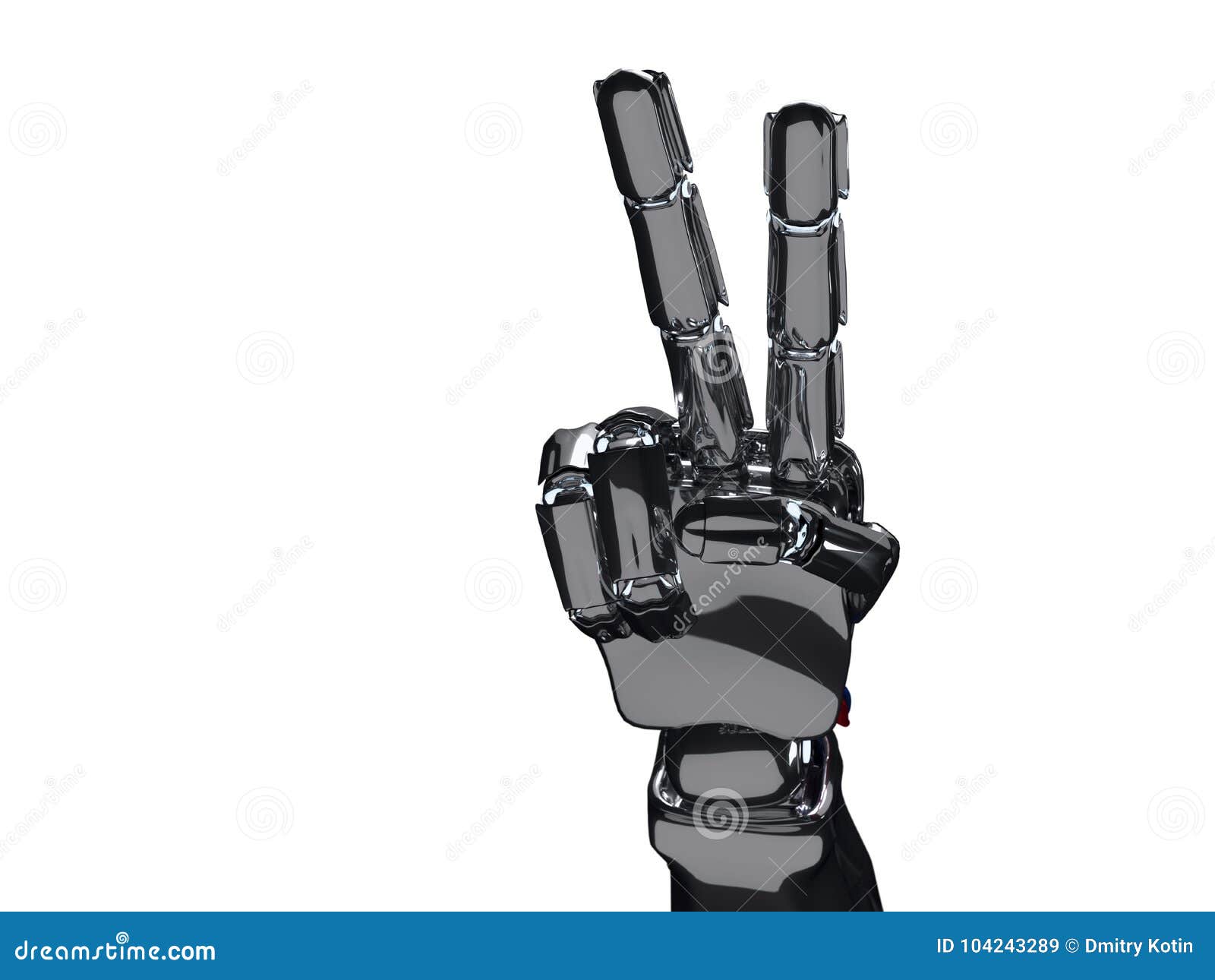 Robotic Hand Shows Two Fingers. 3d Rendering Stock Illustration ...
