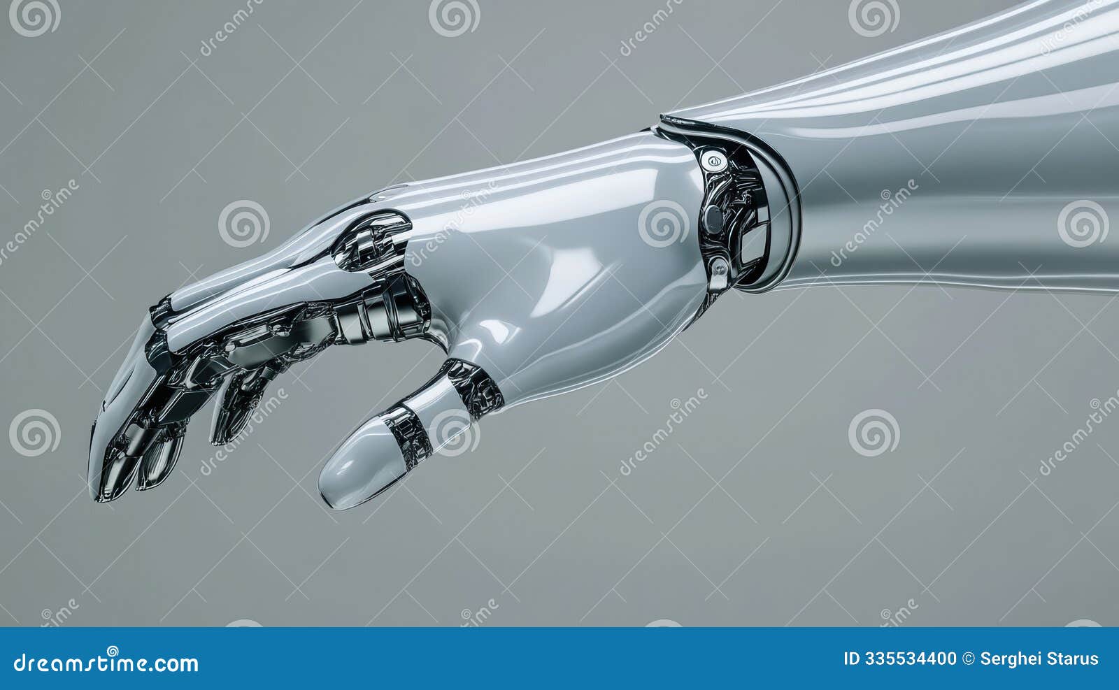 A Robotic Hand with a Silver Finish on it, AI Stock Photo - Image of ...