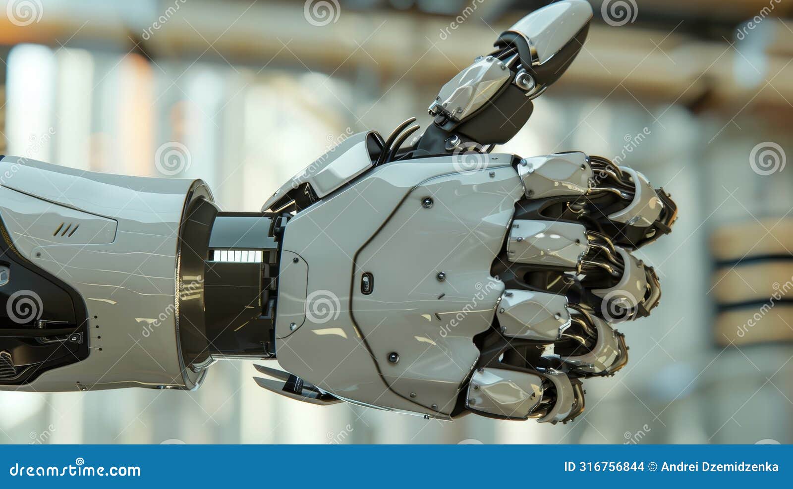 A Robotic Hand with Thumb Up Gesture. a Cyborg or Bionic Arm with an ...