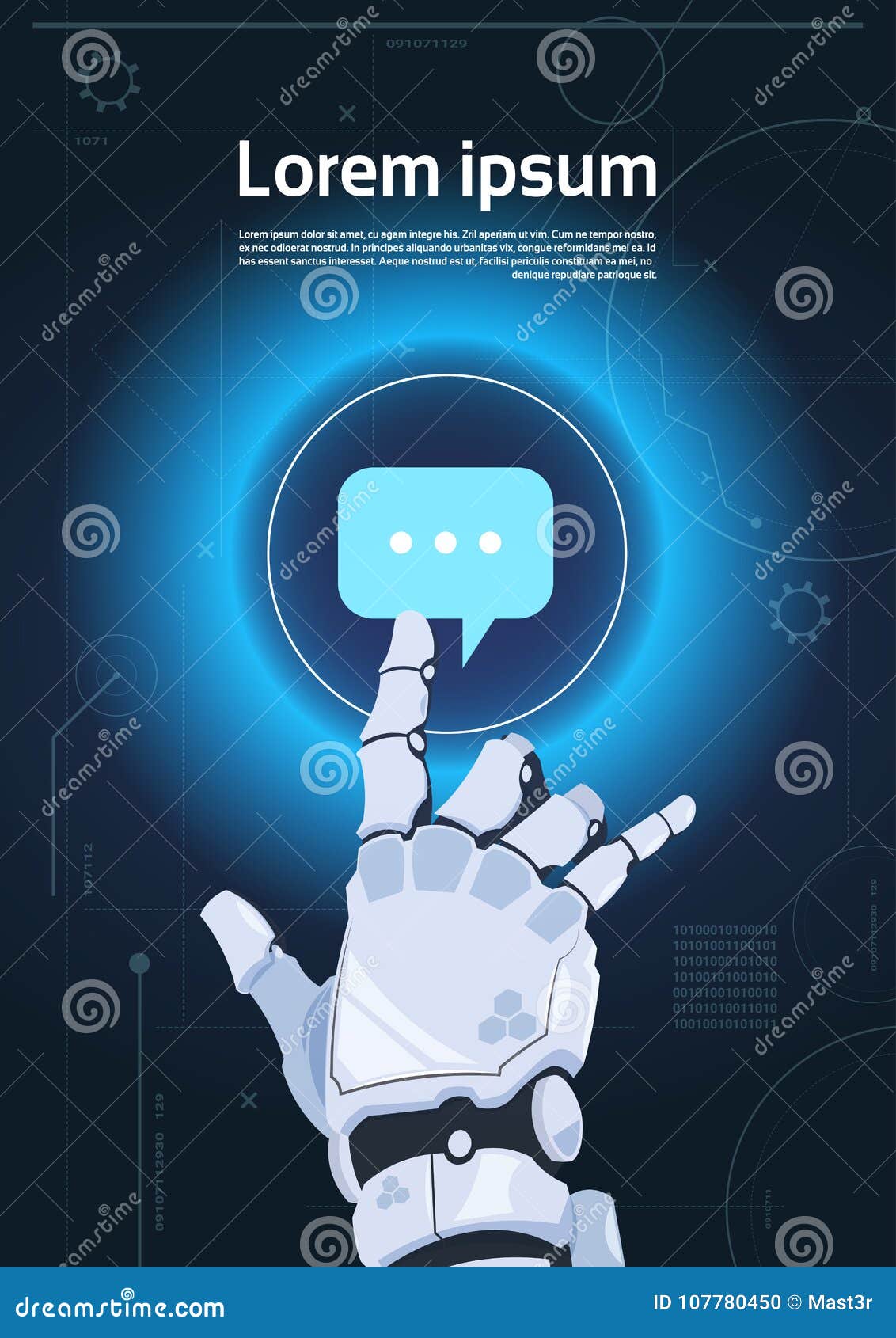 Robotic Hand Touch Chat Bubble Icon Robots Communication and Artificial ...