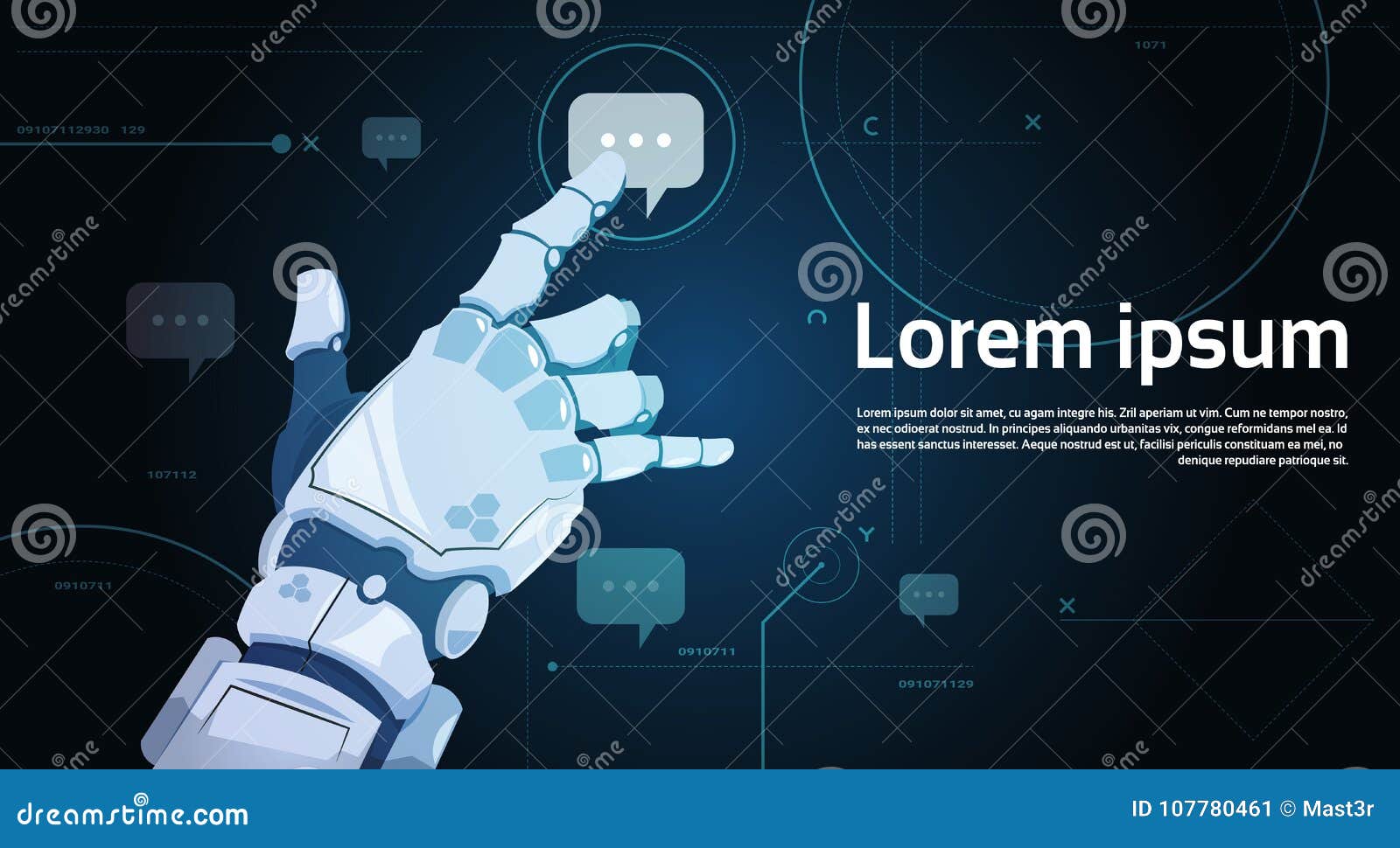 Robotic Hand Touch Chat Bubble Icon Robots Communication and Artificial ...