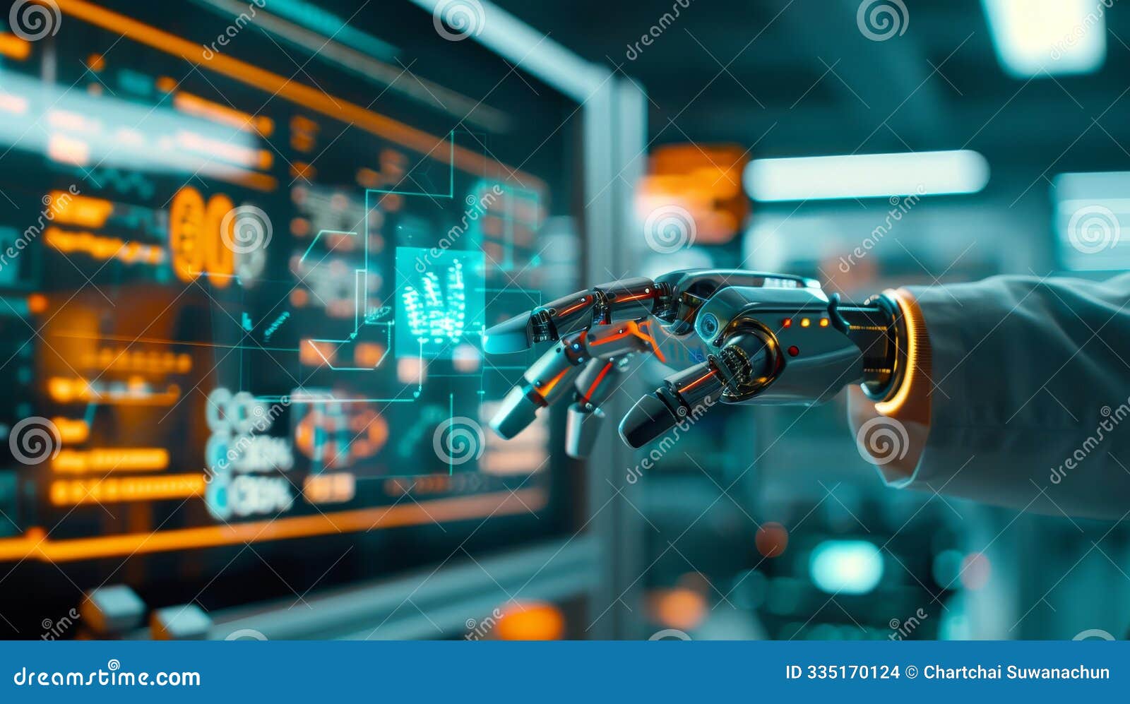 A Robotic Hand is Touching a Computer Screen by AI Generated Image ...